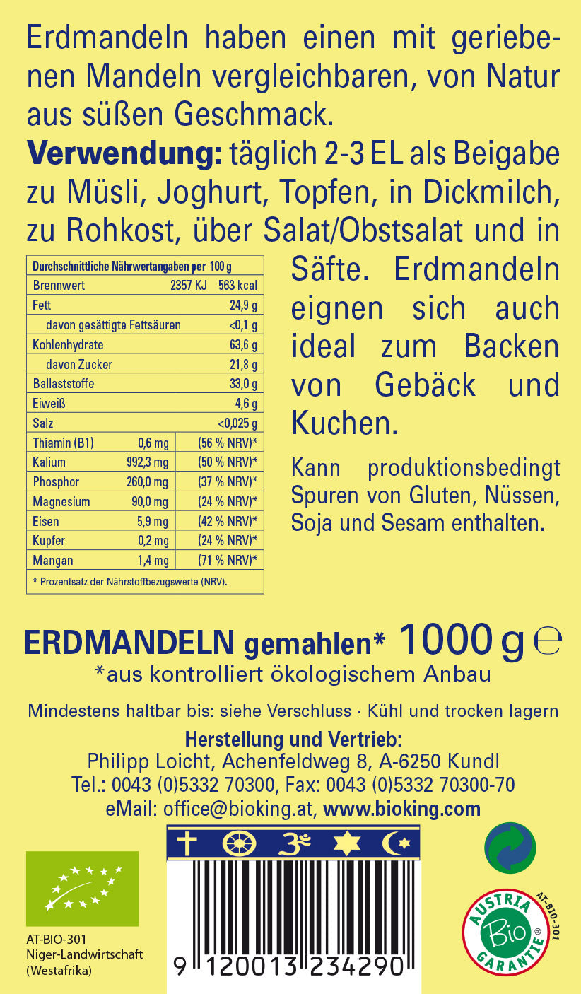 Bio Erdmandeln gemahlen/gerieben – BioKing